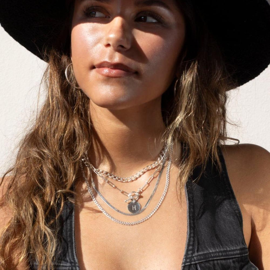 Chain Link Toggle Necklace with Monogram – Token Jewelry